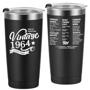 1964 60th birthday gift for women and men - 60th gifts for parents - 60th class reunion - mom dad wife husband grandpa grandma present - 20oz tumbler cup black