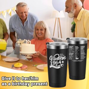 1964 60th Birthday Gift for Women and Men - 60th Gifts for Parents - 60th Class Reunion - Mom Dad Wife Husband Grandpa Grandma Present - 20oz Tumbler Cup Black