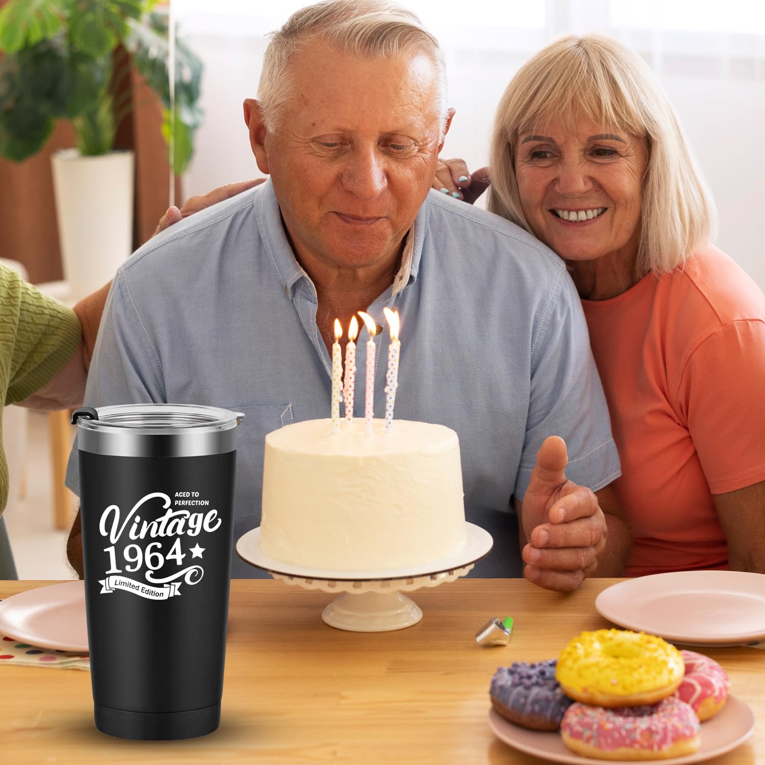 1964 60th Birthday Gift for Women and Men - 60th Gifts for Parents - 60th Class Reunion - Mom Dad Wife Husband Grandpa Grandma Present - 20oz Tumbler Cup Black