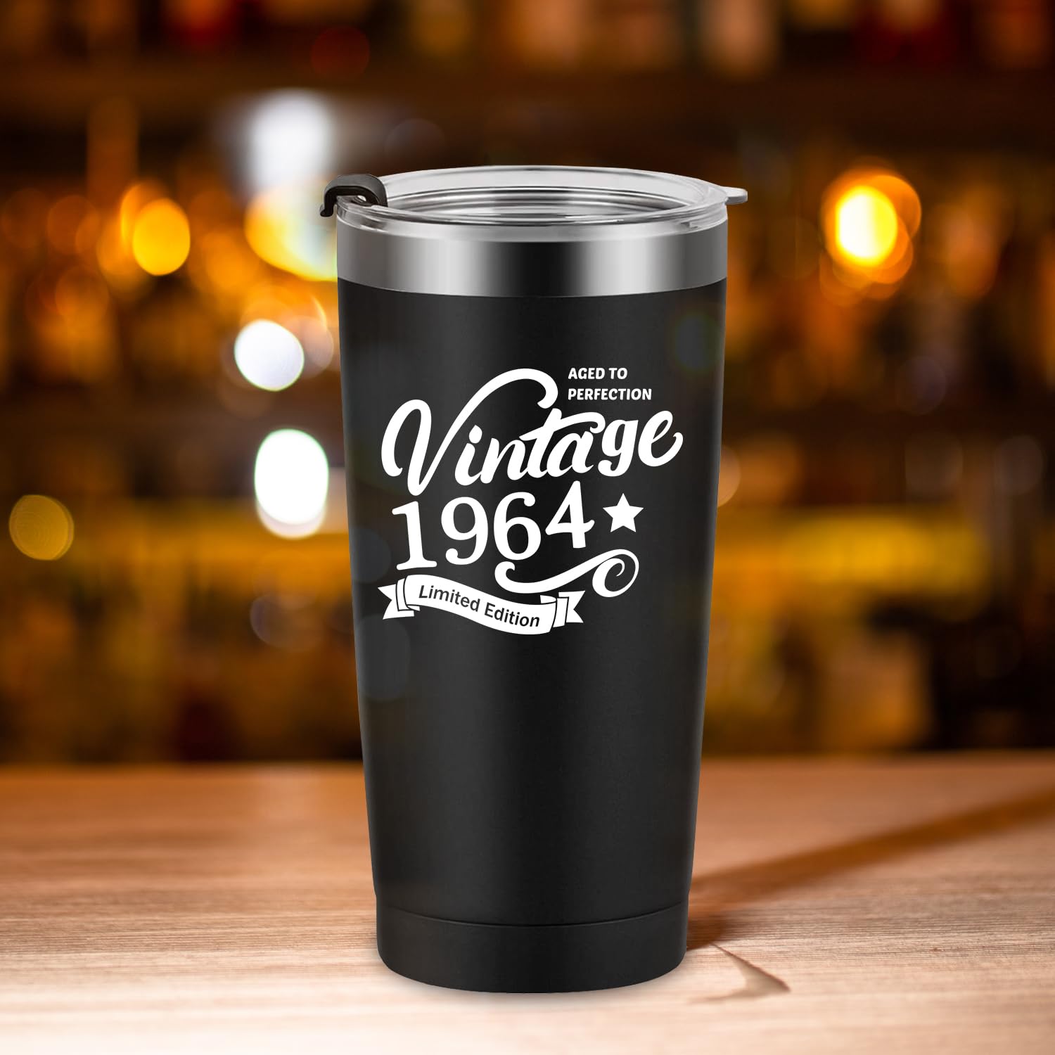 1964 60th Birthday Gift for Women and Men - 60th Gifts for Parents - 60th Class Reunion - Mom Dad Wife Husband Grandpa Grandma Present - 20oz Tumbler Cup Black