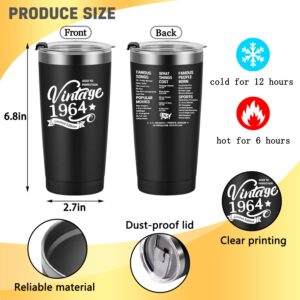 1964 60th Birthday Gift for Women and Men - 60th Gifts for Parents - 60th Class Reunion - Mom Dad Wife Husband Grandpa Grandma Present - 20oz Tumbler Cup Black