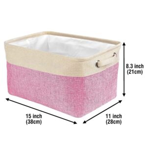 MALIHONG Personalized Foldable Storage Basket with Cute Dog Siberian Husky Collapsible Sturdy Fabric Pet Toys Storage Bin Cube with Handles for Organizing Shelf Home Closet, Pink and White