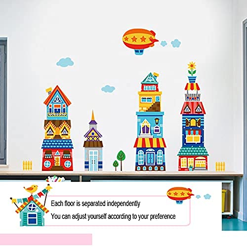 Kids Room Decor Cartoon Cute Wall Stickers House Nursery Playroom Decoration Sticker for Living Room Kindergarten Room, Children self-Adhesion Wall Stickers(6pcs) Large Size Baby Rooms Wall Decal