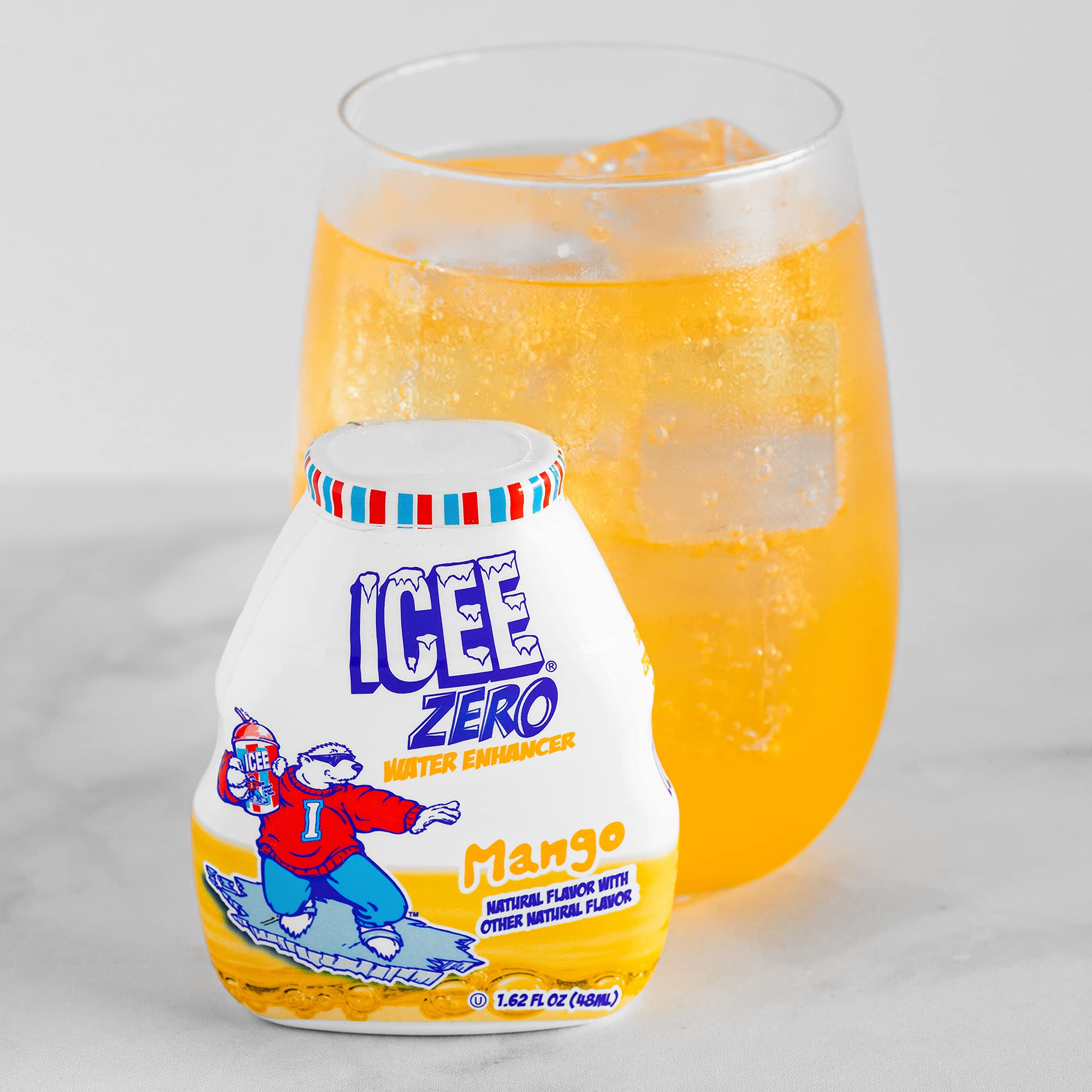 ICEE Zero Calorie Cherry, Blue Raspberry, Orange and Mango Liquid Water Enhancer Drink Mix, Natural Flavor Drops, Sugar Free, 1.62 Fl Oz Concentrate (48 ml) - 4 Ultimate Variety Pack