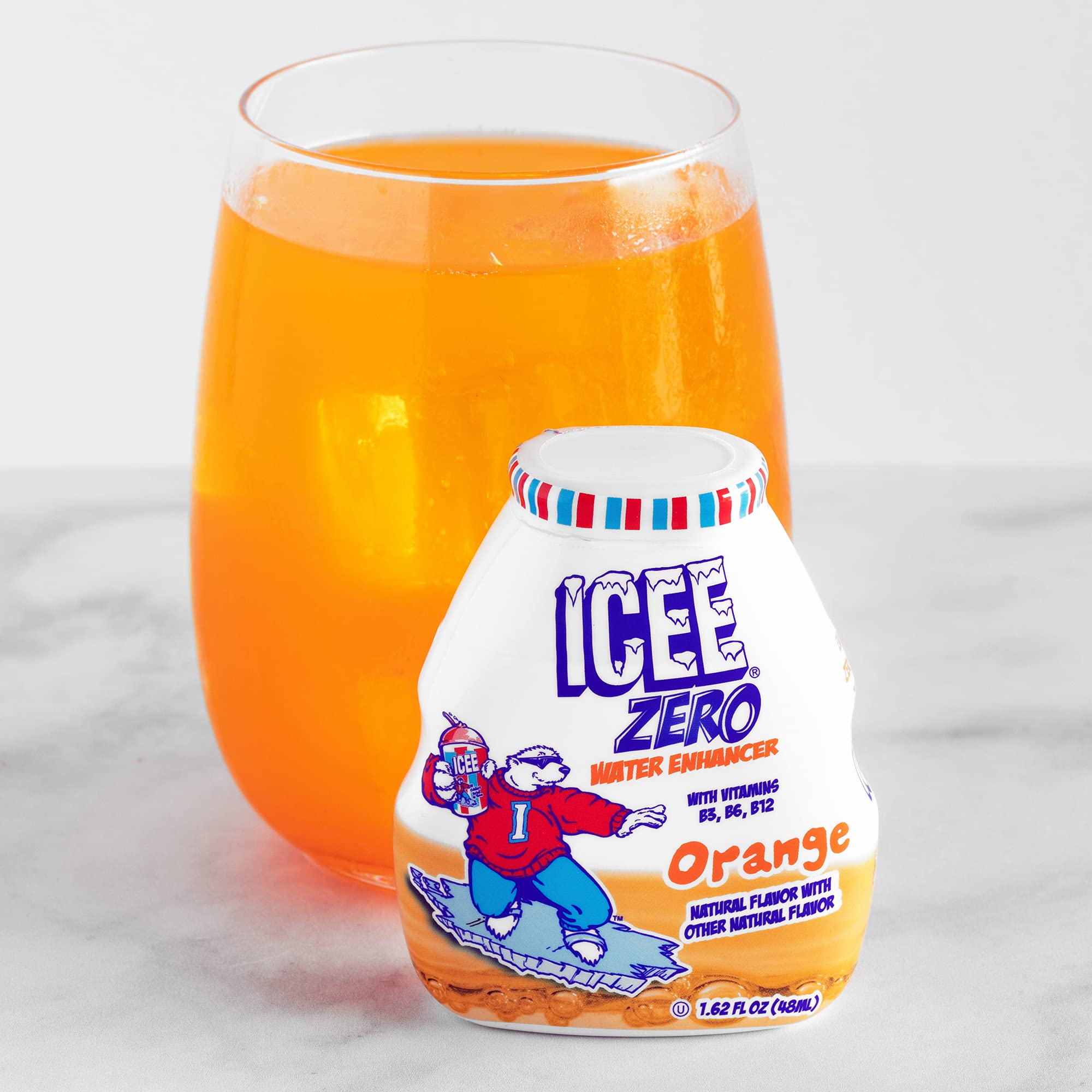 ICEE Zero Calorie Cherry, Blue Raspberry, Orange and Mango Liquid Water Enhancer Drink Mix, Natural Flavor Drops, Sugar Free, 1.62 Fl Oz Concentrate (48 ml) - 4 Ultimate Variety Pack