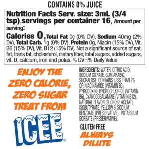 ICEE Zero Calorie Cherry, Blue Raspberry, Orange and Mango Liquid Water Enhancer Drink Mix, Natural Flavor Drops, Sugar Free, 1.62 Fl Oz Concentrate (48 ml) - 4 Ultimate Variety Pack