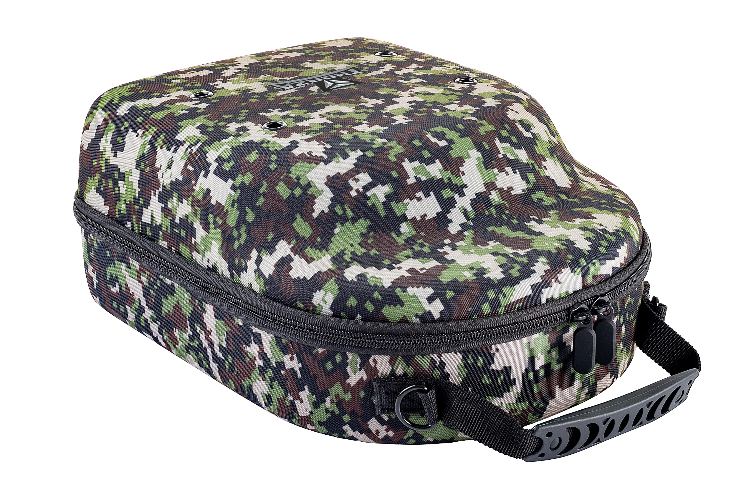 Thorza 6 Hat Travel Case for Baseball Caps, Trucker, and Flat Brim Hats - Hard Side Storage and Protection Case - Dust Proof Carrier with Carry Handle and Shoulder Strap - Camouflage