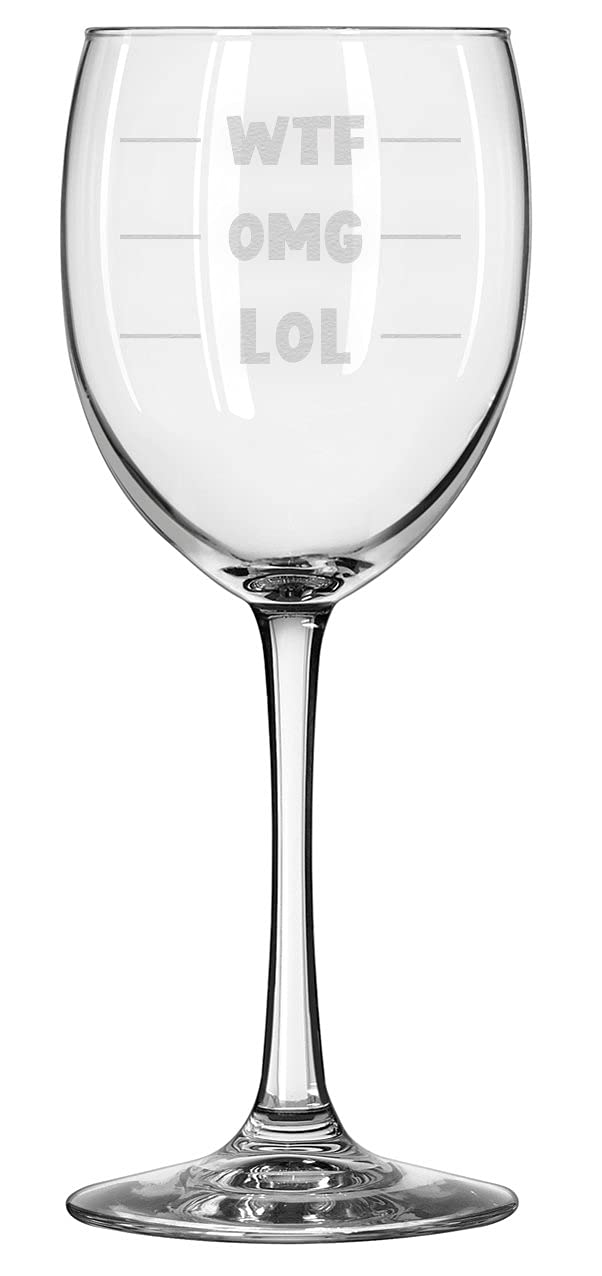 Artisan Owl WTF OMG LOL Keep Pouring - Vino Funny 12oz Stemmed Wine Glass