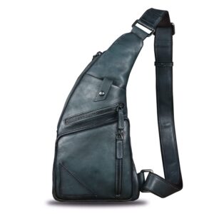 genuine leather sling bag for men vintage handmade crossbody daypack hiking backpack retro crossbody shoulder bag (gray)