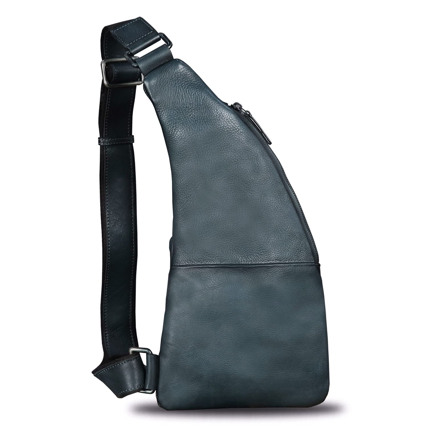 Genuine Leather Sling Bag for Men Vintage Handmade Crossbody Daypack Hiking Backpack Retro Crossbody Shoulder Bag (Gray)