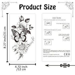 Cerlaza Temporary Tattoos for Women Adults, Fake Flower Tatuajes Temporales Semi Permanent Half Arm Sleeve Tattoos, Long Lasting Realistic Flower Leg makeup Waterproof Tattoos Stickers