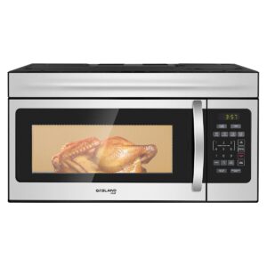 30 inch over-the-range microwave oven, gasland chef otr1603s over the stove microwave oven with 1.6 cu. ft. capacity, 1000 watts, 300 cfm in stainless steel, 13" glass turntable, 120v, easy clean