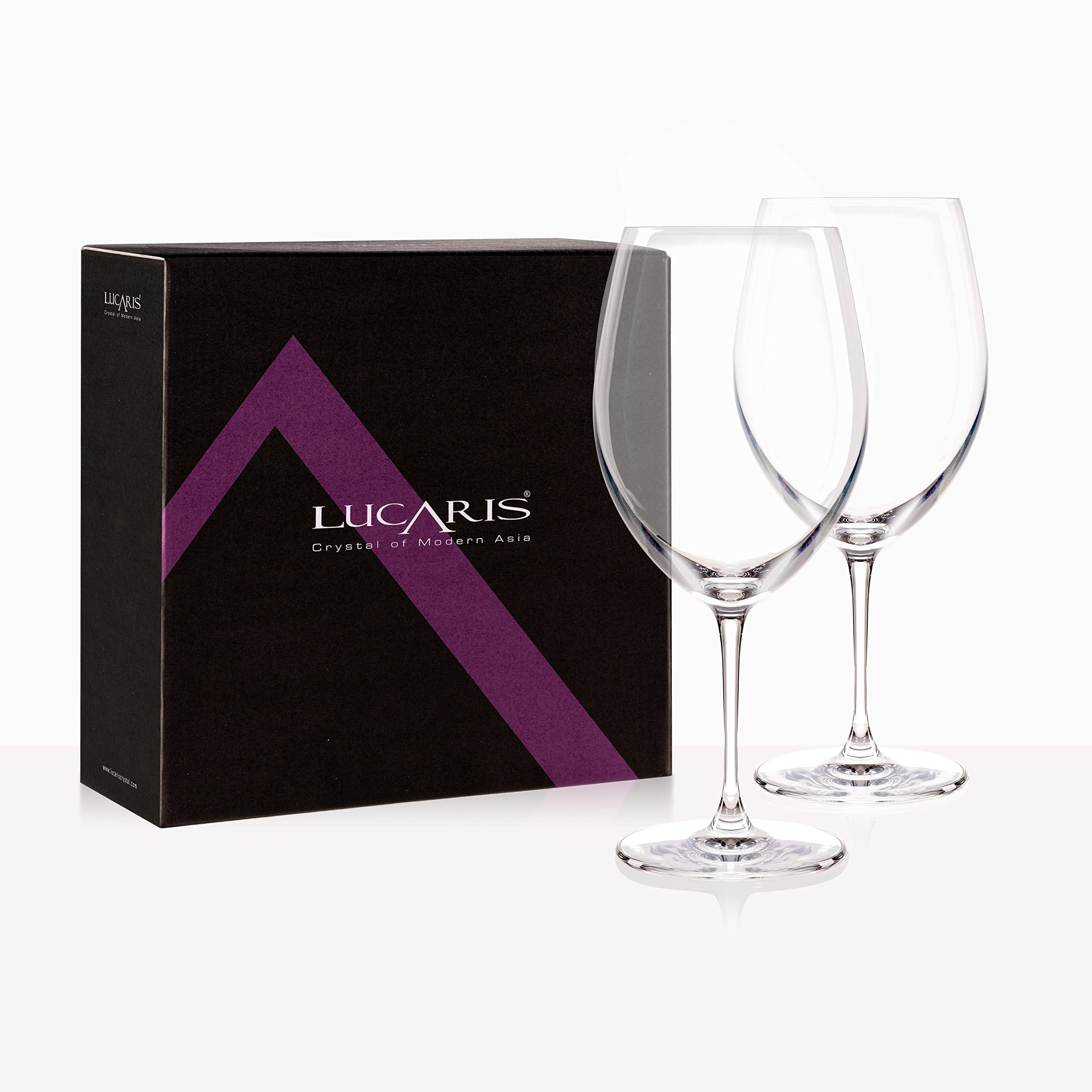 LEMONSODA Premium Crystal Glass Wine Glasses - Set of 2 (Bangkok Bliss Bordeaux) - Quality glass by Lucaris - Great for Pinot Noir, Cabernet Sauvignon, Merlot, Shiraz