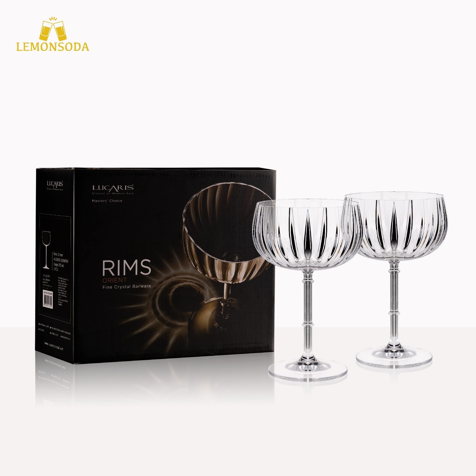 LEMONSODA Rims Orient-Coupe Cocktail Glasses - Quality Crystal Glass - Lead-free, Crystal Clear, Elegant Design, Luxury Cocktail Glass - Extra Durable - Set of 2 (Coupe)