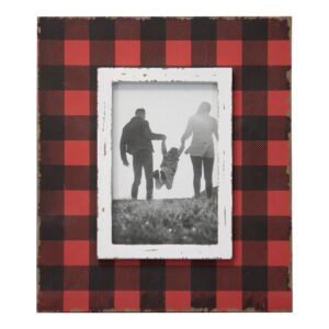 foreside home & garden red buffalo plaid 4x6 inch wood decorative picture frame