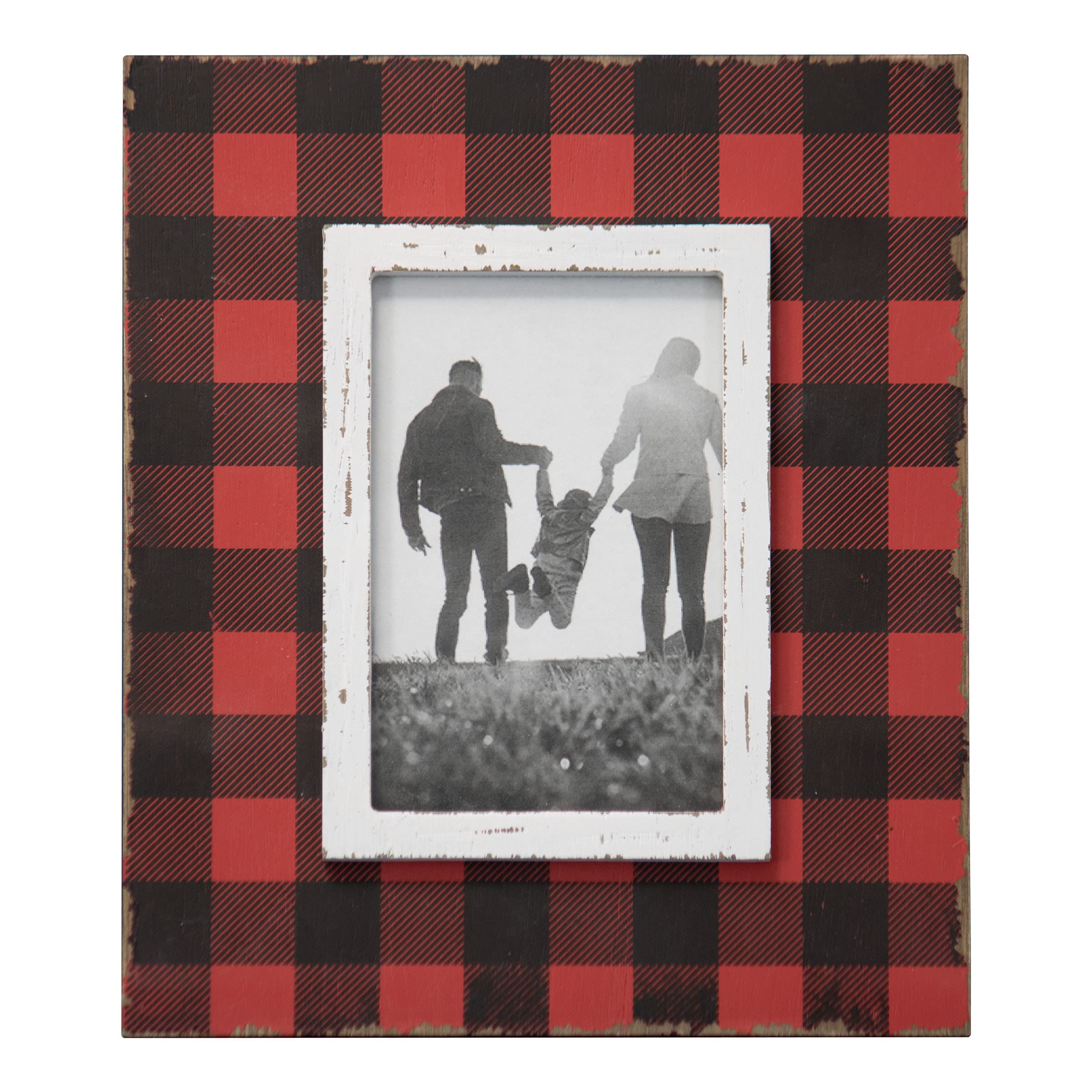 Foreside Home & Garden Red Buffalo Plaid 4x6 Inch Wood Decorative Picture Frame