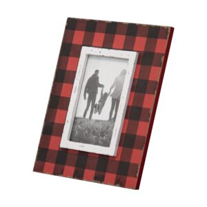 Foreside Home & Garden Red Buffalo Plaid 4x6 Inch Wood Decorative Picture Frame