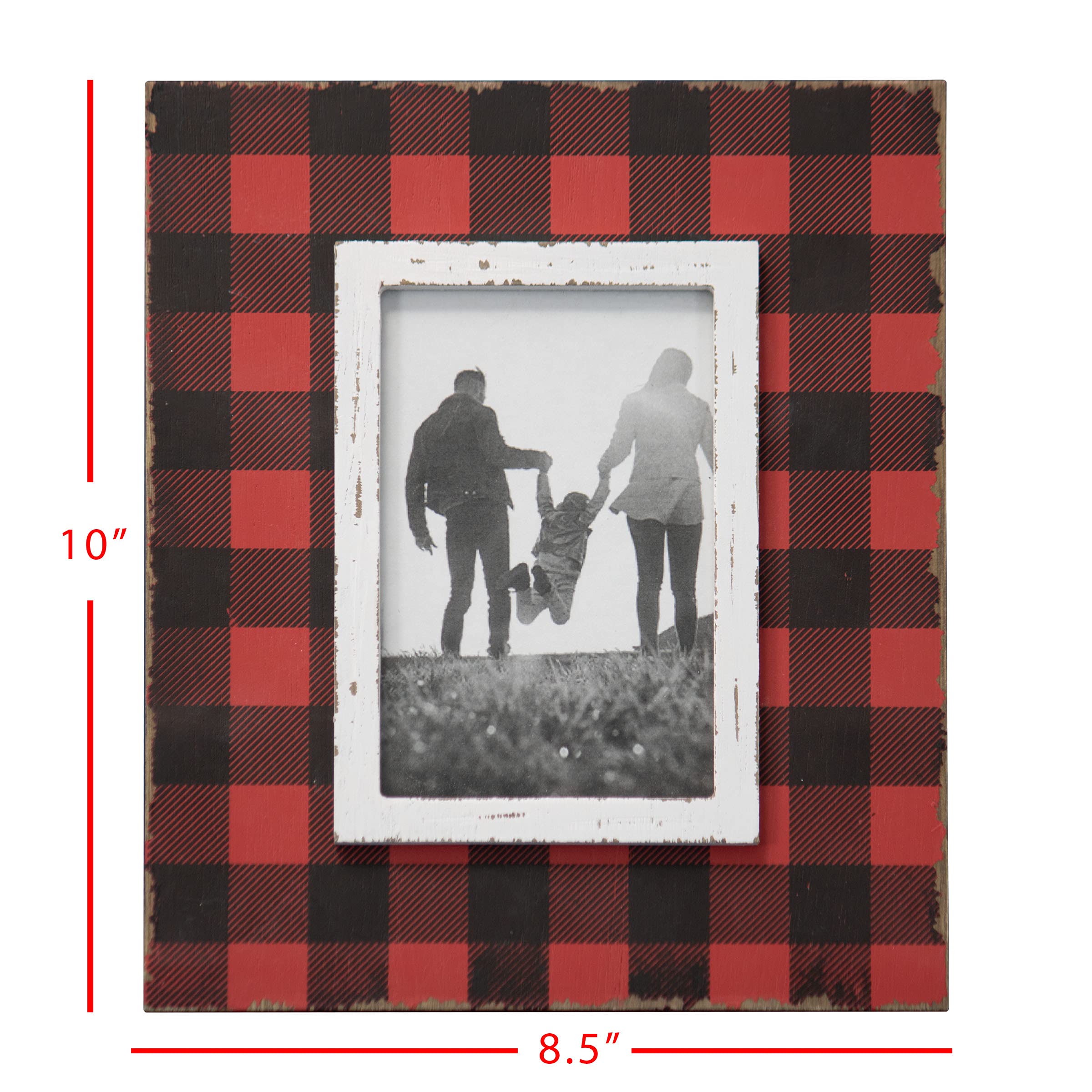 Foreside Home & Garden Red Buffalo Plaid 4x6 Inch Wood Decorative Picture Frame