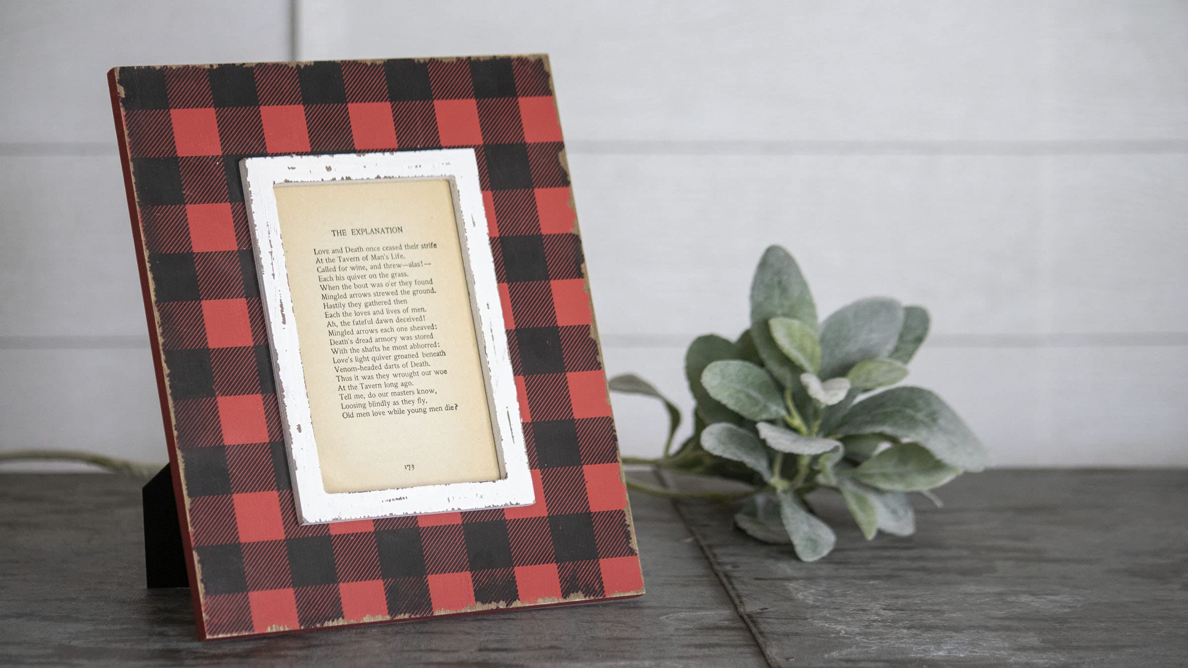 Foreside Home & Garden Red Buffalo Plaid 4x6 Inch Wood Decorative Picture Frame