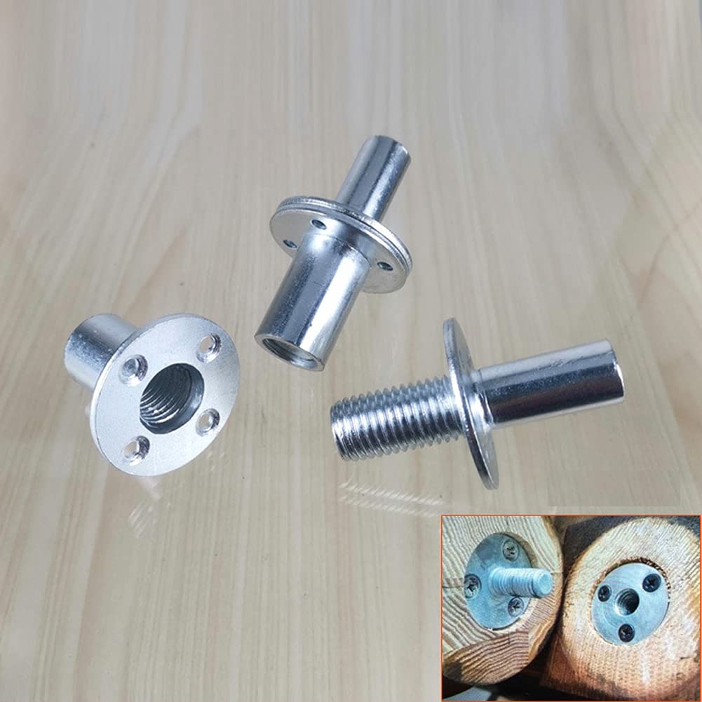 lasenersm 1 Piece Cold Rolled Steel M20 Bed Post Connector Bed Column Bedpost Connector Screw-in T-Nut Bedpost Connector Screw Butt Nut for Furniture Hardware Fittings