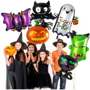 Halloween Foil Balloons Decoration - Large Size Premium Pumpkin Spider Black Cat Ghost Bat Monster Mylar Balloon, for Halloween Hanging Decoration Party