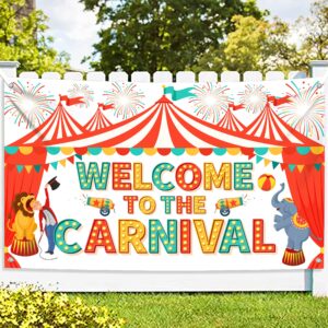 katchon, xtralarge welcome to the carnival banner - 72x44 inch | carnival decorations for carnival theme party decorations | carnival games decor for circus theme party decorations | carnival backdrop