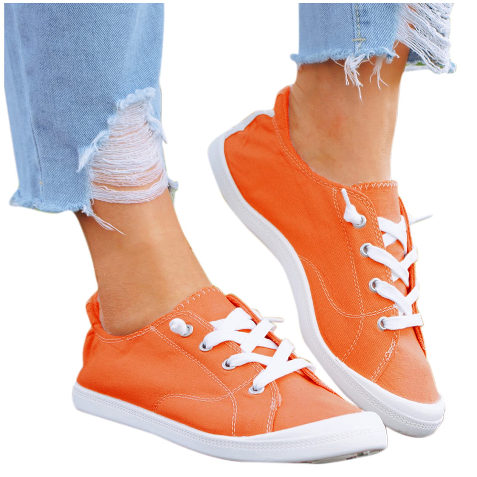 AODONG Walking Shoes for Women,Slip-on Knit Sneakers, Lightweight Breathable Mesh Running Womens Sneakers for Women, Jogging Shoes Orange