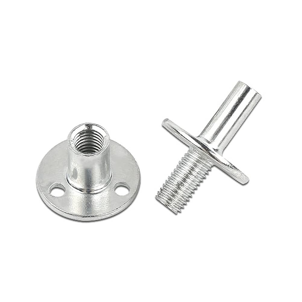 lasenersm 1 Piece Cold Rolled Steel M12 Bed Post Connector Bed Column Bedpost Connector Screw-in T-Nut Bedpost Connector Screw Butt Nut for Furniture Hardware Fittings