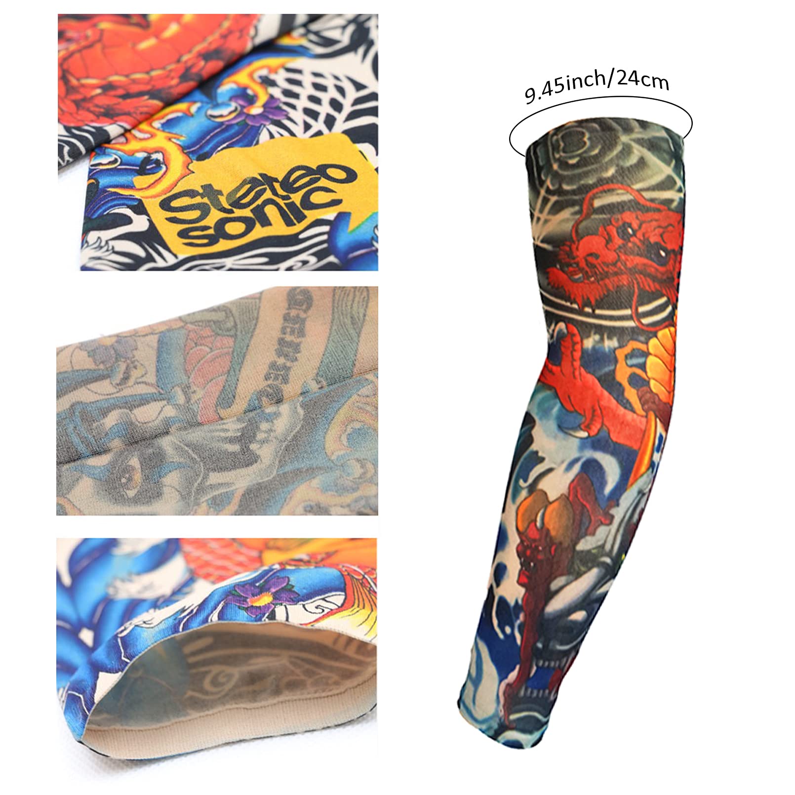 Aresvns Tattoo Sleeves Cover 20PCS,Temporary Tattoo Arm Sunscreen Sleeves Unisex Stretchable Cosplay Accessories