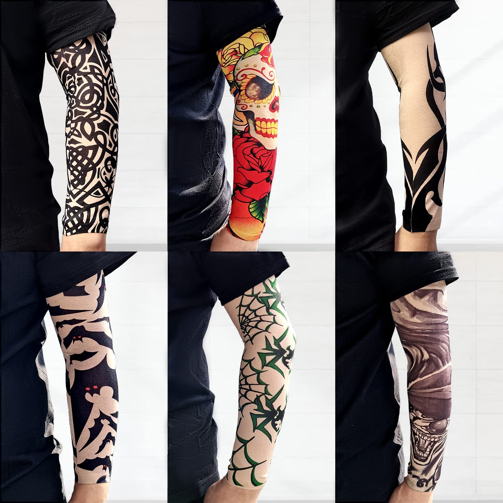 Aresvns Tattoo Sleeves Cover 20PCS,Temporary Tattoo Arm Sunscreen Sleeves Unisex Stretchable Cosplay Accessories