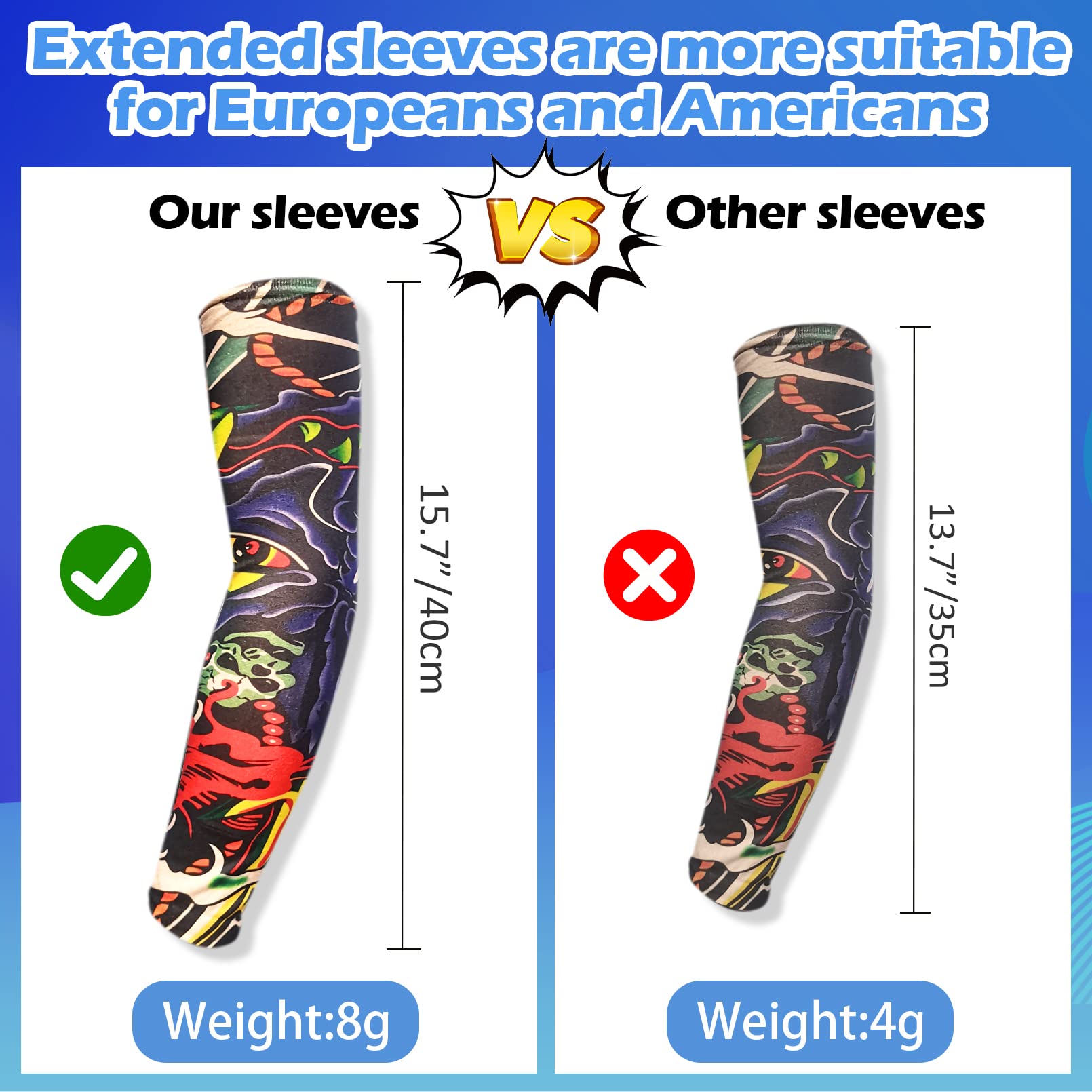 Aresvns Tattoo Sleeves Cover 20PCS,Temporary Tattoo Arm Sunscreen Sleeves Unisex Stretchable Cosplay Accessories