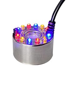 halloween mist maker,halloween lights fog machine ultrasonic mist water pond fogger 12 led red yellow and blue light flashes for halloween party decorations and rockery fishtank vase birdbath deco