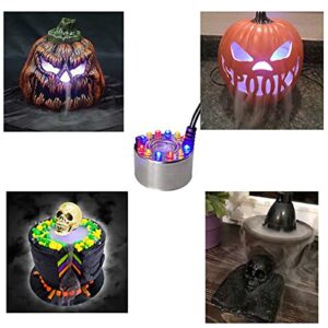 Halloween Mist Maker,Halloween Lights fog Machine Ultrasonic Mist Water Pond Fogger 12 LED Red Yellow and Blue Light Flashes for Halloween Party Decorations and Rockery Fishtank Vase Birdbath Deco