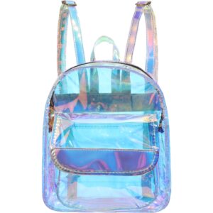 abaodam holographic backpack clear for women iridescent bookbag transparent book bags book bags- backpack fashion transparent makeup bag school bag handbag