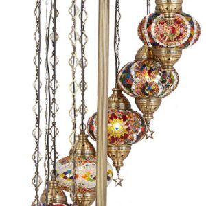 DEMMEX Biggest 7 feet Turkish Moroccan Mosaic Boho Colorful Floor Lamp, 11 Big Globes (All Multicolors)