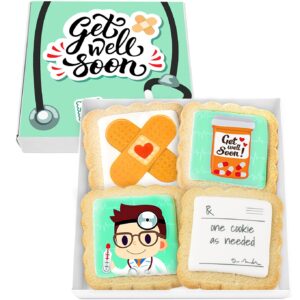 get well soon gift cookies basket box 4 pack for kids and adults after surgery care package feel better sick | nut free | kosher