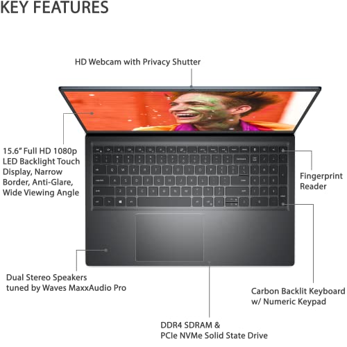 Dell 2022 Newest Inspiron 5515 Laptop, 15.6" Full HD LED Touchscreen, AMD Ryzen 5 5500U, Webcam, Backlit Keyboard, Fingerprint Reader, WiFi, Win 10 Home, Mist Blue (16GB RAM | 512GB PCIe SSD)