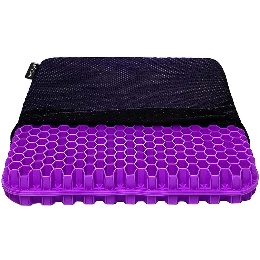 Gel Seat Cushion, Egg Seat Cushion for Tailbone, Back, Sciatica Pain Relief - Gel Enhanced Seat Cushion Chair Pads with Non-Slip Cover for Office Home Chair Car Seat Wheelchair (Standard, Violet)