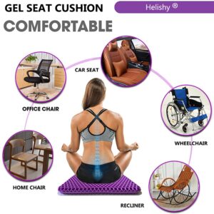 Gel Seat Cushion, Egg Seat Cushion for Tailbone, Back, Sciatica Pain Relief - Gel Enhanced Seat Cushion Chair Pads with Non-Slip Cover for Office Home Chair Car Seat Wheelchair (Standard, Violet)