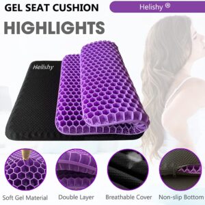 Gel Seat Cushion, Egg Seat Cushion for Tailbone, Back, Sciatica Pain Relief - Gel Enhanced Seat Cushion Chair Pads with Non-Slip Cover for Office Home Chair Car Seat Wheelchair (Standard, Violet)