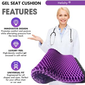 Gel Seat Cushion, Egg Seat Cushion for Tailbone, Back, Sciatica Pain Relief - Gel Enhanced Seat Cushion Chair Pads with Non-Slip Cover for Office Home Chair Car Seat Wheelchair (Standard, Violet)