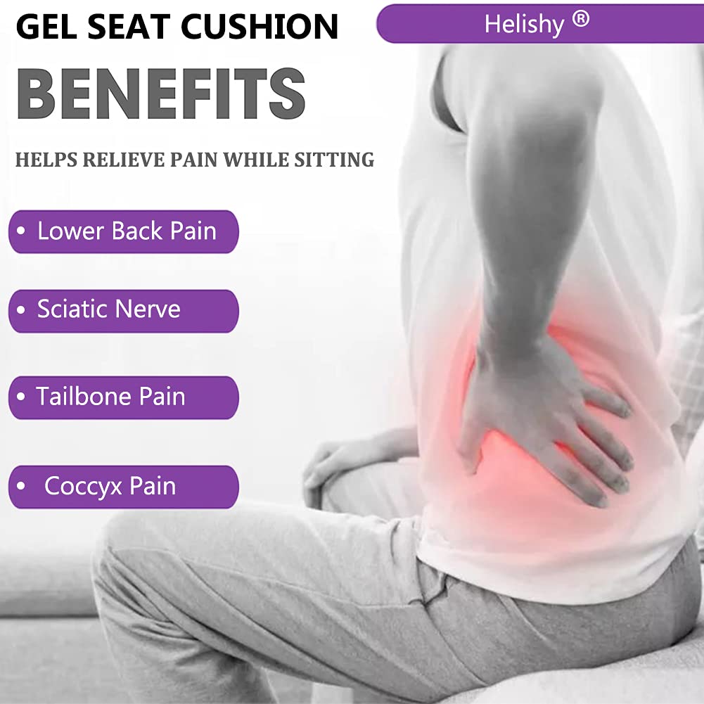 Gel Seat Cushion, Egg Seat Cushion for Tailbone, Back, Sciatica Pain Relief - Gel Enhanced Seat Cushion Chair Pads with Non-Slip Cover for Office Home Chair Car Seat Wheelchair (Standard, Violet)