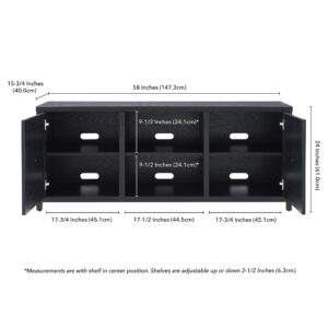 Henn&Hart Rectangular TV Stand for TV's up to 65" in Black, Electric Fireplace TV Stands for the Living Room