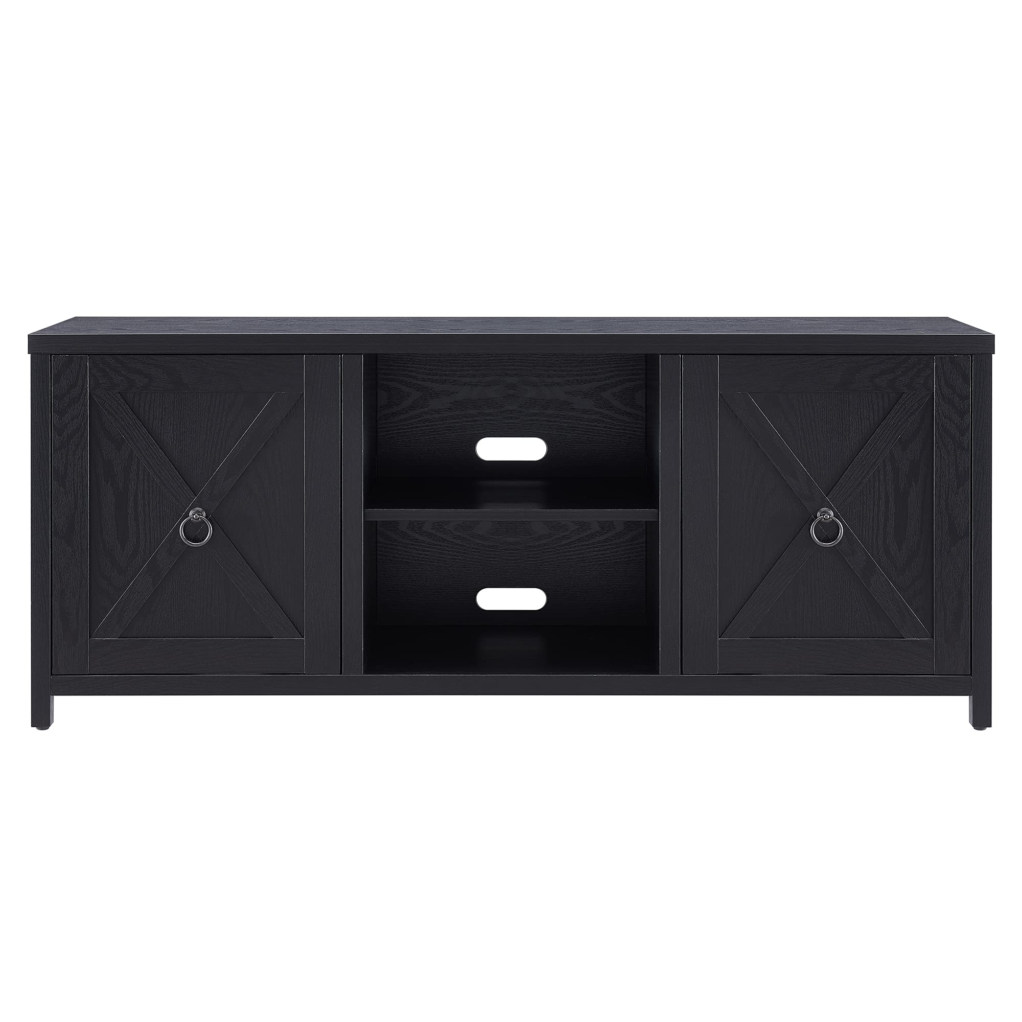 Henn&Hart Rectangular TV Stand for TV's up to 65" in Black, Electric Fireplace TV Stands for the Living Room