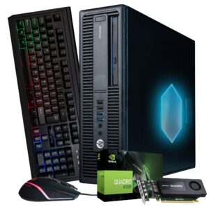 hp workstation computer rgb desktop pc, built for editing and design, nvidia quadro k1200 4gb, intel quad-core i5, 1tb ssd + 4tb hdd storage, 32gb ram, wifi, bluetooth, windows 10 home (renewed)