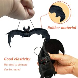 12pcs Halloween Bats,Rubber Simulation Hanging Vampire Bats,Plastic Simulation Bats for Halloween Decoration and Party Supplies