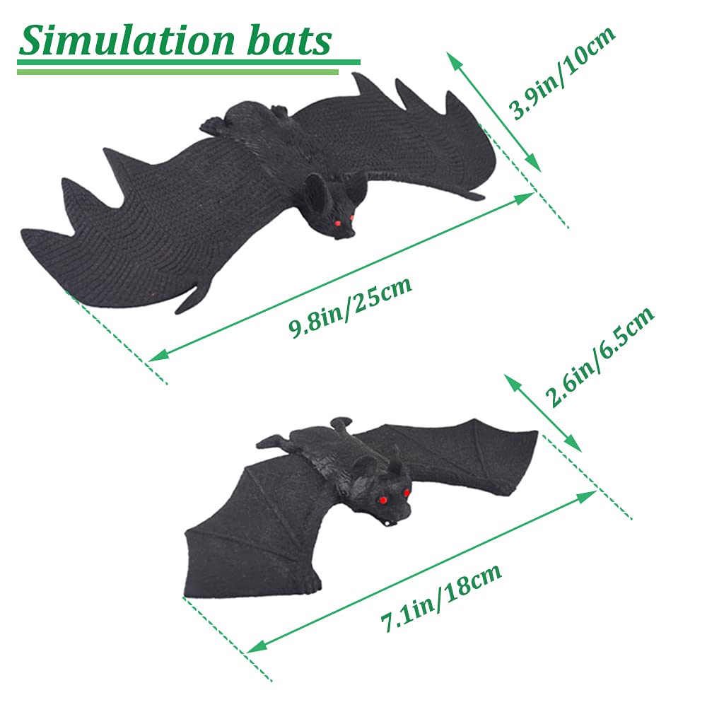 12pcs Halloween Bats,Rubber Simulation Hanging Vampire Bats,Plastic Simulation Bats for Halloween Decoration and Party Supplies