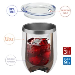 TDYDDYU 6pack 12 OZ Stainless Steel Wine Tumbler with Lid,Wine Glass Tumbler Double Wall Vacuum Insulated Travel Tumbler Cup for Coffee, Wine, Cocktails, Ice Cream… (Combination Color 6pack)