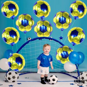 KatchOn, Yellow and Blue Soccer Balloons - 18 Inch, Packof 10 | Soccer Ball Balloons, America Soccer Team Party Decorations | Yellow and Blue Soccer Party Decorations | Soccer Birthday Decorations