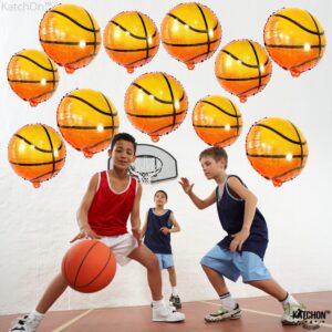 KatchOn, Big Pack of 10, Basketball Balloons - 18 Inch, Basketball Decorations | Mylar Basketball Balloon for Homecoming Decorations, Basketball Party Decorations | Basketball Birthday Decorations